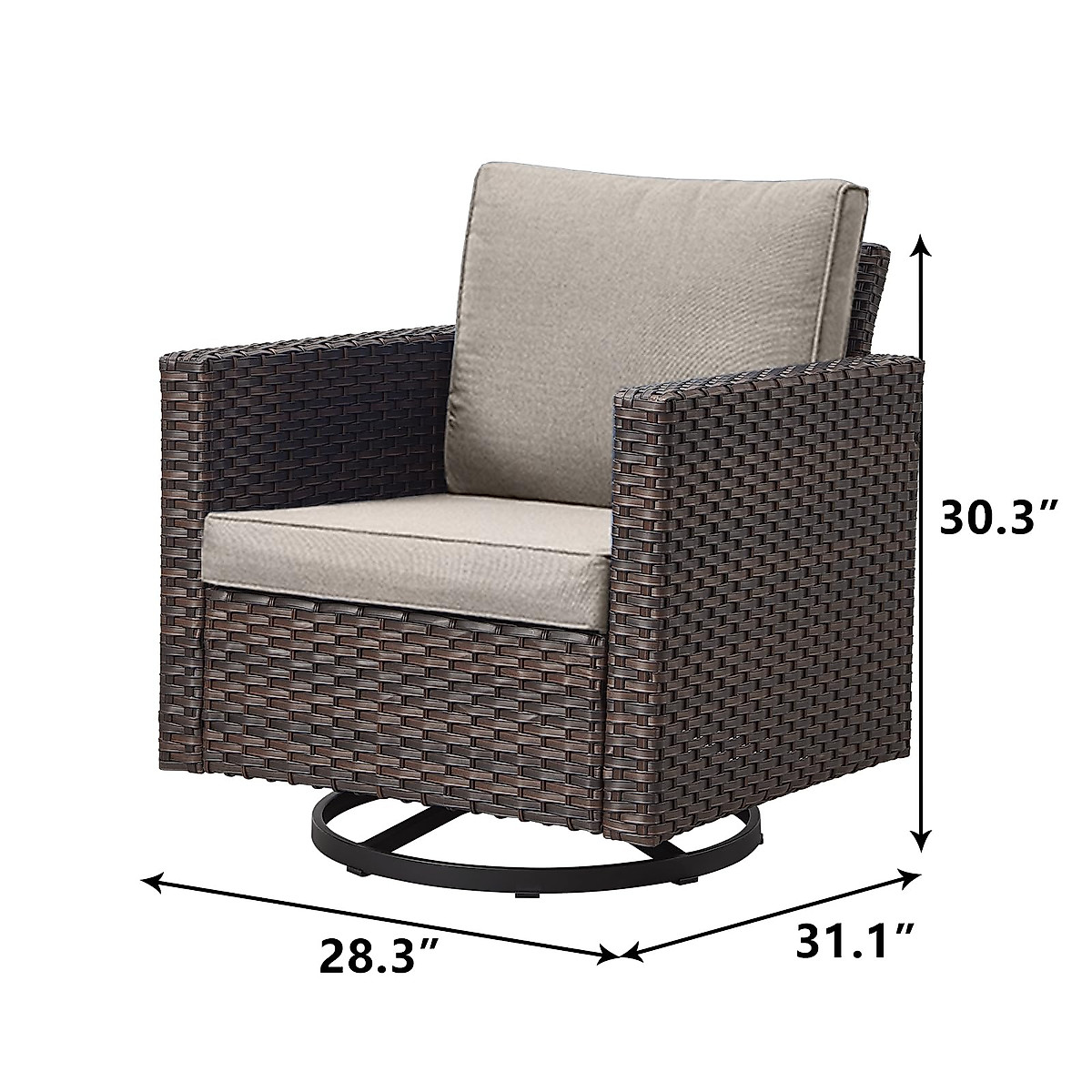 Rilyson Patio Chairs Rocking Swivel Chiar - Wicker Outdoor Patio Furniture Set of 2,PE Rattan Rocker Glider Chairs with Cushions for Outside Porch Deck Backyard Garden(Brown/Grey)