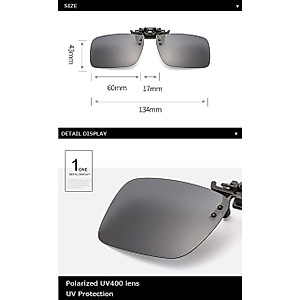 Litbun 3 PACK, Clip on Sunglasses Flip up Polarized Lens For Prescription Glasses, UV Protection Over RX Eyeglasses