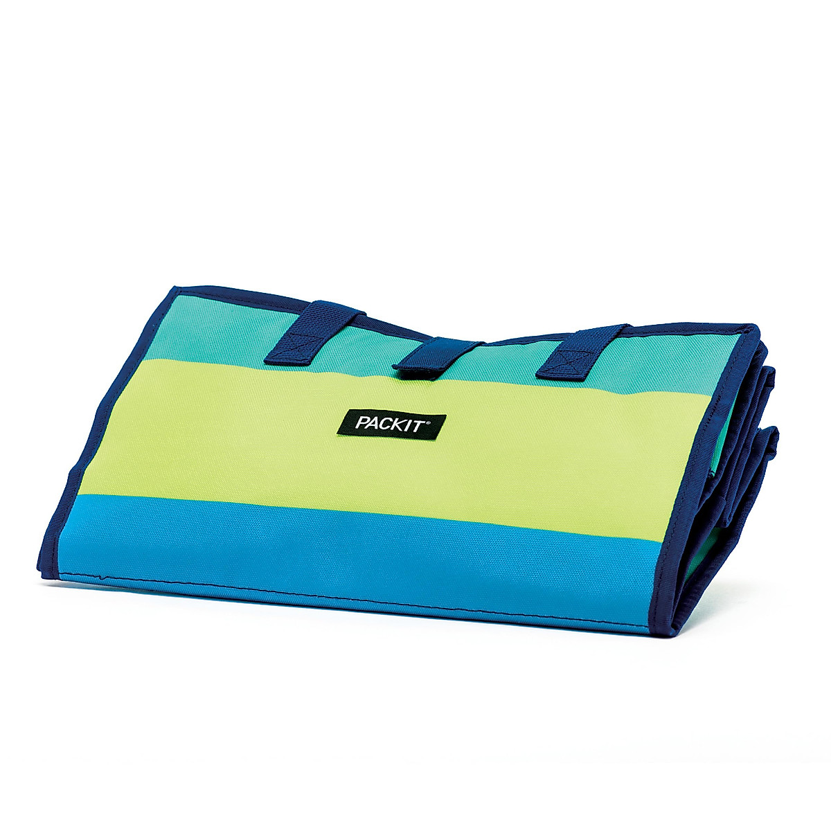 PackIt Freezable Grocery Shopping Bag with Zip Closure, Fresh Stripe