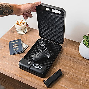 RPNB Gun Safe,California DOJ Certified Gun Safe, Smart Pistol Safe Handgun Security Safe with LED & RFID Quick Access,11" x 7" x 1.8"