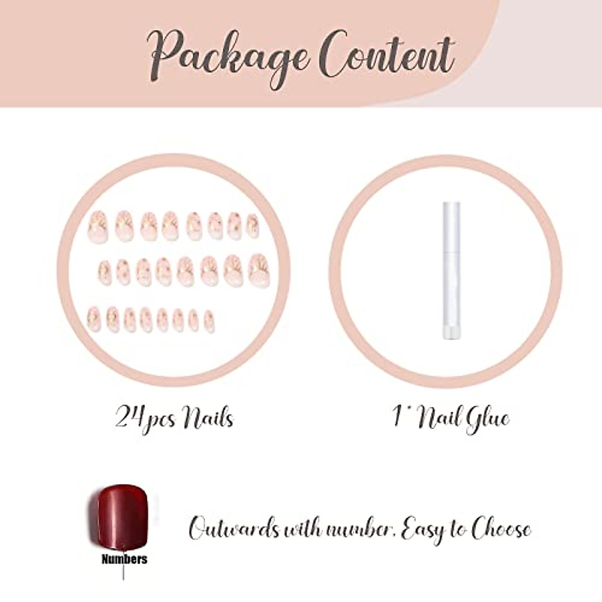 BABALAL Press on Nails Short Round Fake Nails Glossy Glue on Nails with Design Short Nails 24Pcs Oval Acrylic Nails for Women and Girls