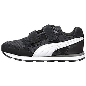 PUMA Unisex-Baby Vista V Sneaker, Black-White, 4 M US Toddler