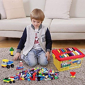 burgkidz Building Bricks 568 Pieces Toys, Classic Building Blocks Includes Wheels, Door, Window, Compatible Bulk Block with Storage Box and Baseplate, STEM Educational Gift for Kids 3+ Year