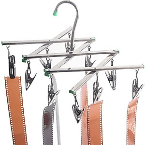 Fuyunohi 10 Clips Foldable Drying Rack Stainless Steel Film Hanging Rack Darkroom Equipment for 135 120 4x5'' Film