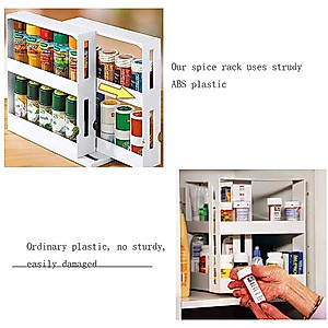 Spice Rack Seasoning Storage Holder, Two 2-Tiered Shelves, Seasoning Spice Jar Rack Rotating Cabinet Shelf Double Kitchen Organizer Swivel Spice Rack For Spice Bottles