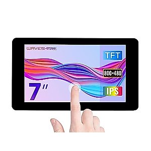 Waveshare 7inch Capacitive Touch Display, Compatible with Raspberry Pi 5/4B/3B/Zero/Zero W/Zero 2W/Pico/Pico W/Pico WH, 800×480, DSI Interface