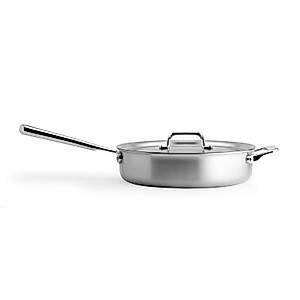 Misen 3 QT Stainless Steel Sauté Pan with Lid - Deep Frying Pan - Large 5-Ply Steel Cooking Pan