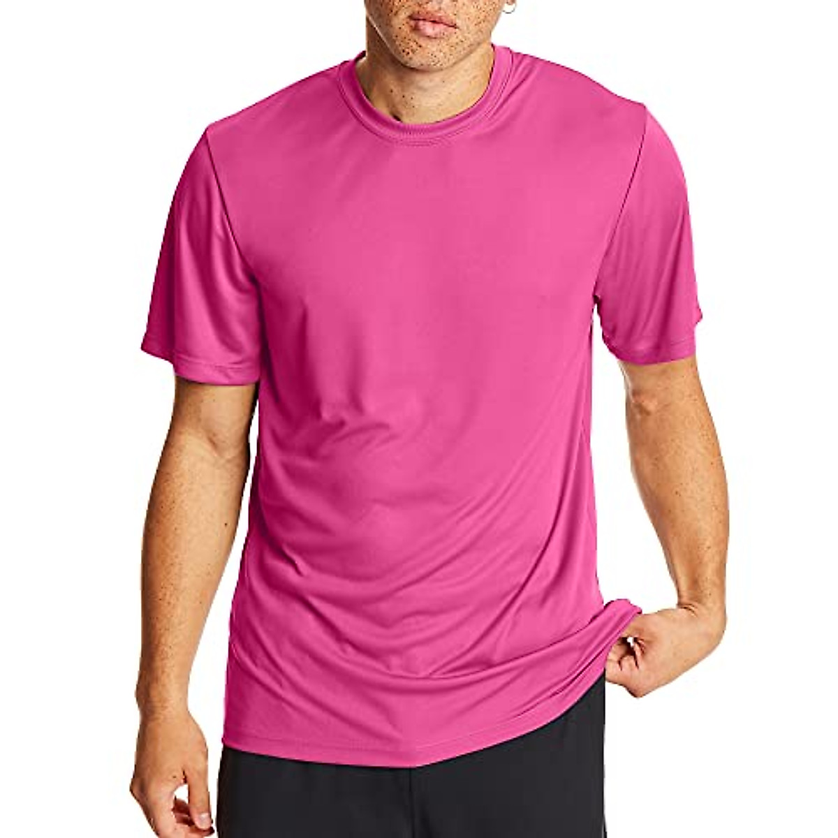 Hanes mens Sport Cool Dri Performance Tee Shirt, Wow Pink, Medium US