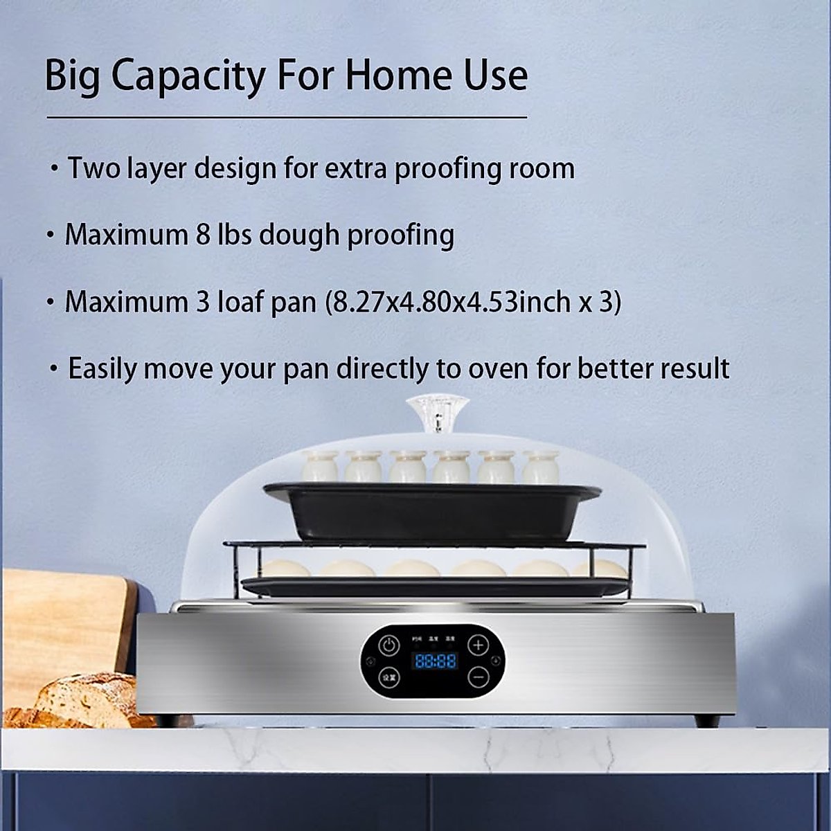 Electric Bread Dough Proofer Machine with Humidity and Temperature control Sourdough Bread Proofer Box Yogurt Maker Proofing Slow Cooker Fermenter Chocolate Melter