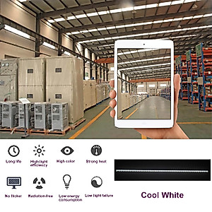 HOLDWILL 24 Pack LED Shop Light Fixture, 4FT 24W 6500K, Cool White, Clear Cover, Hight Output, Linkable Shop Lights, T8 LED Tube Lights, LED Shop Lights for Garage 4 Foot with Plug Cable