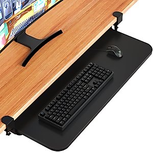 LYJANUN Keyboard Tray Under Desk Keyboard Tray Slide Out, 25.7" X 9.8" Keyboard Drawer with C Clamp Mount System, Easy for Installation and Typing, for Home Study Office Work
