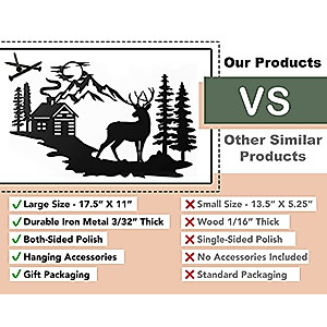 Vivegate Deer Wall Decor – 17.5”X11” Deer Decorations for Home Rustic Forest Wall Decor Deer Pictures Cabin Bathroom Wildlife Metal Wall Art