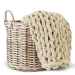 Lake Island Chunky Yarn Blanket NO Shedding Super Soft Chenille - Handmade 50"x60" Luxurious Chunky Throw Blanket for Bed, Sofa Chunky Knit Throw Boho Decor Thick Chunky Knit Blanket Throw Tan/Camel