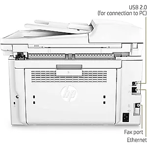 HP Laserjet Pro MFP M227fdw All-in-One Wireless NFC Ethernet Monochrome Laser Printer, W - Print Scan Copy Fax - 30 ppm, 1200x1200 dpi, Auto 2-Sided Printing, 35-Sheet ADF - White