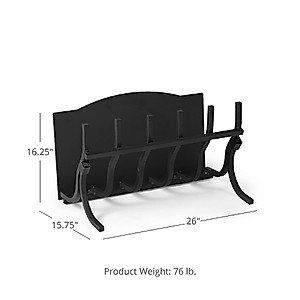 Titan High-Efficiency Log Grate with Reflective Fireback 26" Wide, 15.5" Tall