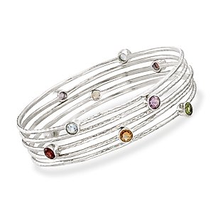 Ross-Simons 2.30 ct. t.w. Multi-Stone Jewelry Set: 5 Bangle Bracelets in Sterling Silver. 7 inches