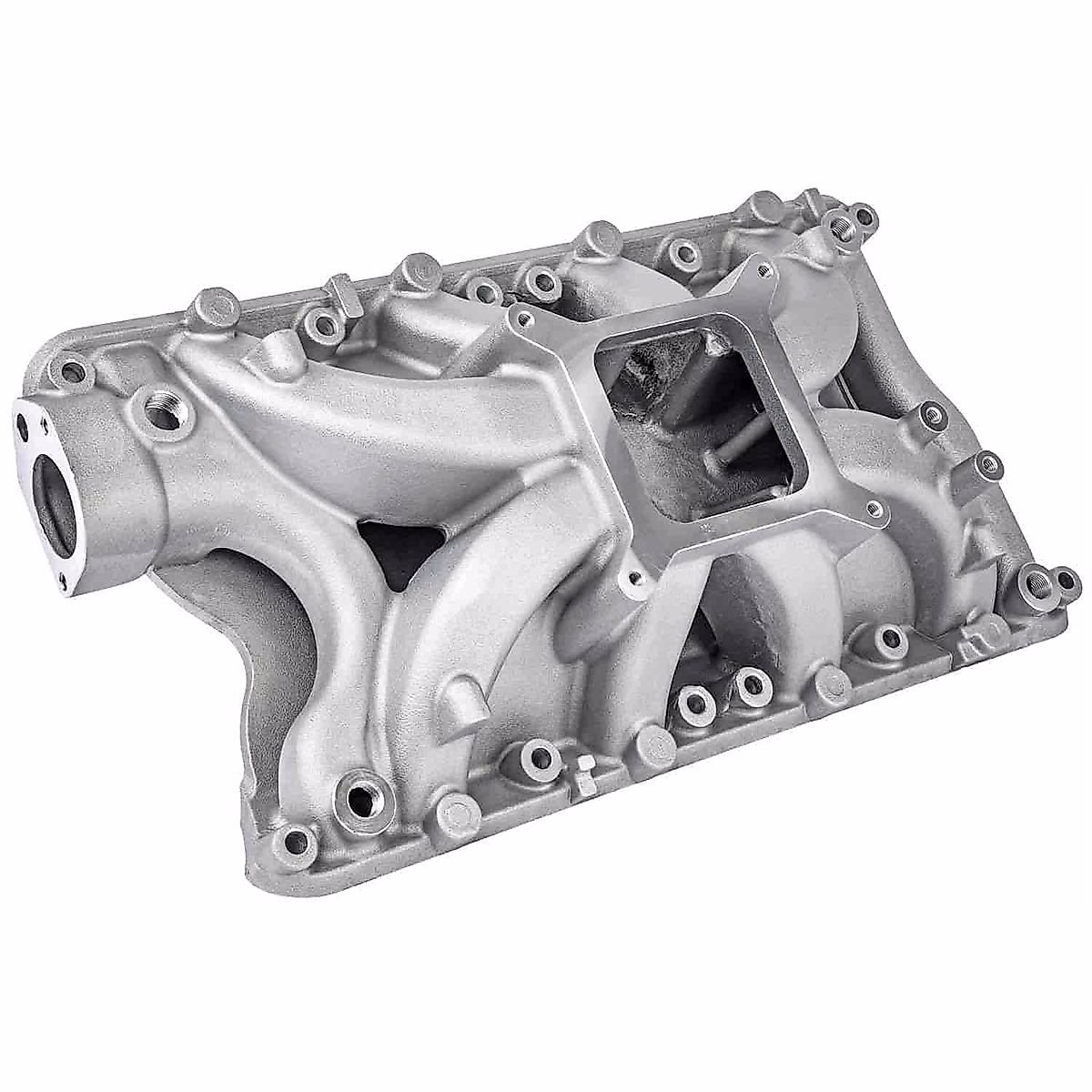 JEGS Intake Manifold for 1969-1996 Small Block Ford 351 Windsor - Hi-Rise, Single Plane, Open Plenum - Square Bore 4150/4160 Flange - 5.68” Carb Pad Height - 3500-8000 RPM