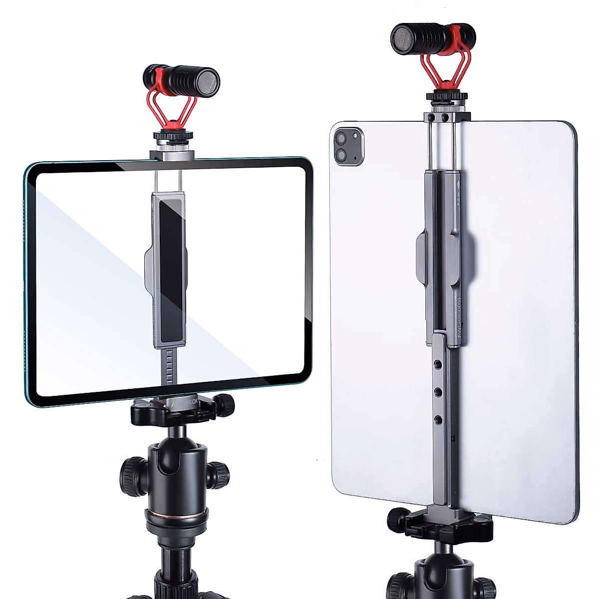 ARNARKOK Metal Tablet Tripod Mount, 7.9-12.9in Ipad Holder, Rotatable Cold Shoe, 2 Acra Swiss QR Bracket, Universal Tablet Mount for Video Recording