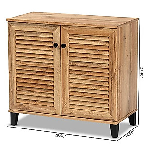 Baxton Studio Coolidge Shoe Cabinets, Oak Brown/Dark Brown