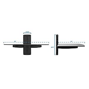 Mount-It! Floating Wall Mounted Shelf Bracket Stand for AV Receiver, Component, Cable Box, Playstation4, Xbox1, VCR Player, Blue Ray DVD Player, Projector, Load Capacity 17lbs, One Shelf