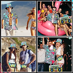 Xtinmee 6 Pcs 80s 90s Costume Hip Hop Outfit Set for Men Funny Rapper Rocker DJ Accessories Kit for Halloween Cosplay Party (Green,Large)