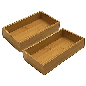 Kitchen Noble Bamboo Guest Towel Holder (2 Pack, 9, 75”x 5, 25”x 2”) – Wooden Rectangle Napkin Tray Multipurpose Organizer Drop Box Ideal for Room, Dining Table, Kitchen Counter Drawers, Natural