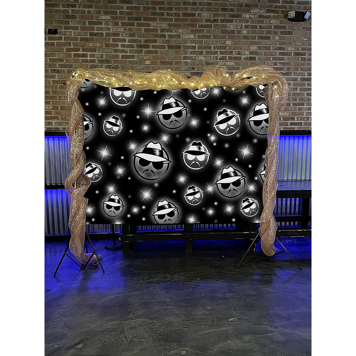 Cholo Theme Backdrop Early 2000s Background 7x5FT Black Glitter Old School Photography Banner Kids Birthday Cholo Party Decoration Props (84x60 inch)