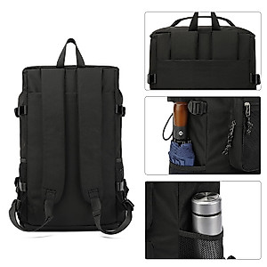 Gym Duffle Bag Backpack 4-Way Waterproof with Shoes Compartment for travel Sport Hiking laptop (Black)