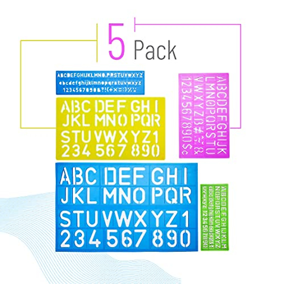 Mr. Pen Letters and Numbers Alphabet Templates, Letter Stencils, Pack of 5