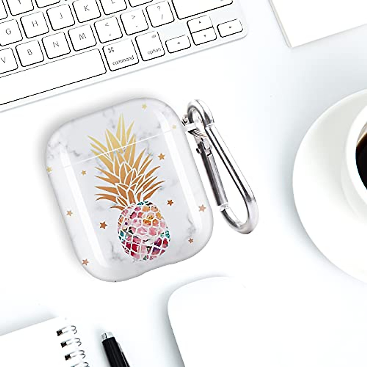 Airpod 2 Case, Airpods 2 Skin, Apple Airpod 2 Case Cover, Cute Luxury Hard Designer Protective Airpods Case for Girls Women Compatible with Apple AirPods Charging Case 2&1, Cute Pineapple