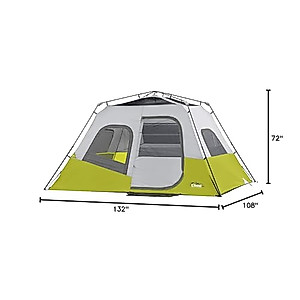CORE 6 Person Instant Cabin Tent | Portable Large Pop Up Tent with Easy 60 Second Camp Setup for Family Camping | Included Hanging Organizer for Outdoor Camping Accessories