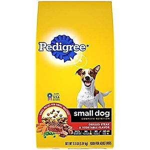 PEDIGREE Small Dog Complete Nutrition Small Breed Adult Dry Dog Food Grilled Steak and Vegetable Flavor Dog Kibble, 3.5 lb. Bag
