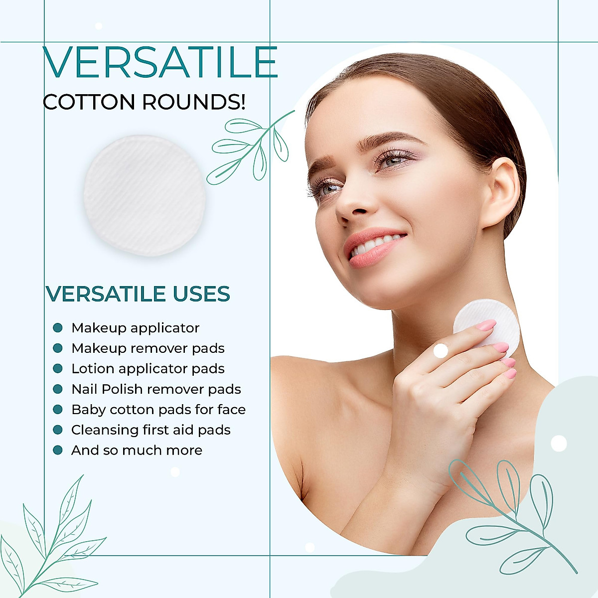 R-Neu Premium [Turkish] Cotton Rounds, 400 Count, Stitched, Waffle Textured, 100% Natural, Hypoallergenic Makeup Remover Round Cotton Pads for Face