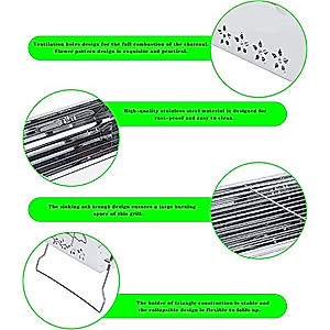 Charcoal Grills, Folding BBQ Grill Portable Grill with Reinforce Support Frame, Small Grill as Grill Accessories, Stainless Steel Table Top Grill Charcoal for Outdoor Cooking,Camping,Backyard Barbecue