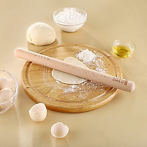 Rolling Pin, 14.9 inch french rolling pin, Wooden rolling pins for Fondant, Pie Crust, Cookie, Pastry, Dough, Tapered dumpling rolling pin with smooth construction