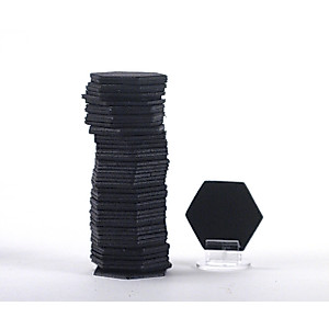 Value Pack of 48 - Blank Black 1" Hexagon Hex Board Game Chits Tiles Counters Markers DIY D&D