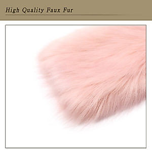 Dikoaina Women's Winter Fake Faux Fur Scarf Wrap Collar Shawl Shrug (63"/160cm, New Pure Pink)