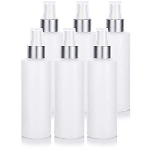 JUVITUS 6 oz Clear Natural Refillable Plastic Squeeze Bottle with Silver Fine Mist Sprayer (6 pack)