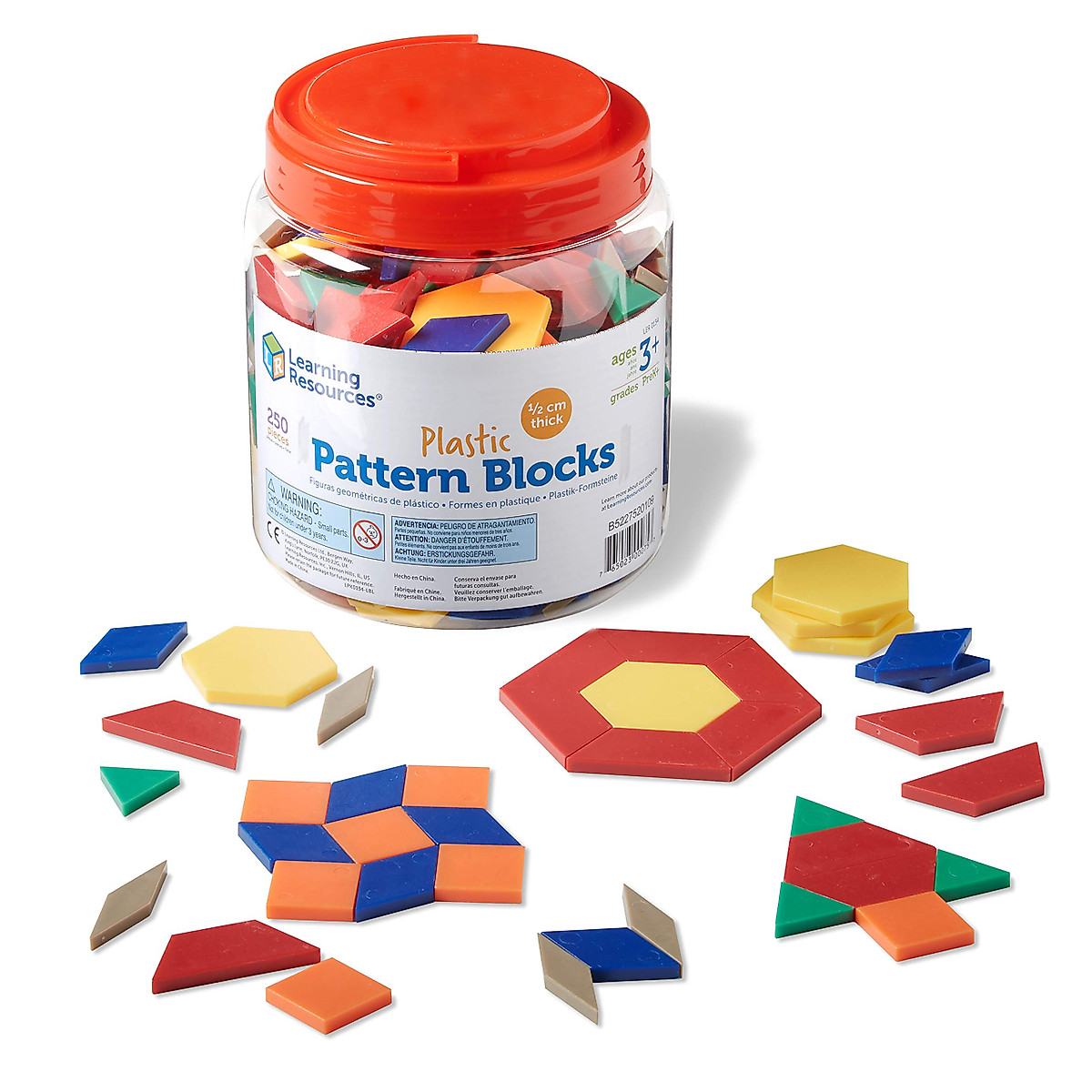 Learning Resources Plastic Pattern Blocks - Set of 250, Ages 3+, Shape ...