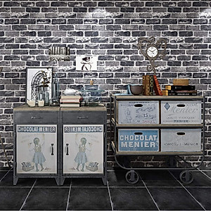 Okydoky Peel and Stick Wallpaper, Grey Brick Wallpaper for Home Decoration, Wallpaper Stick and Peel Backsplash, Vinyl Self Adhesive Wallpaper for House, Workshop & Office, 17.3" x 118", C201-3
