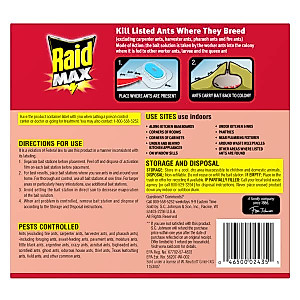 Raid Max Liquid Ant Bat; Kills Ants Where They Breed, For Indoor and Outdoor Use; 8 Bait Stations