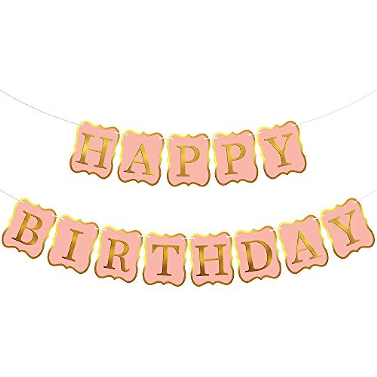 Huge, Rose Gold Backdrop for Birthday - Pack of 3 | Rose Gold Fringe Curtain with Peach Happy Birthday Banner | Rose Gold Streamers | Rose Gold Happy Birthday Banner | Rose Gold Birthday Decorations