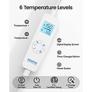 RENPHO Weighted Heating Pad for Back Pain Relief, 24"x33'' Electric Heat Pads for Neck and Shoulders, Fast-Heating, Auto Shut Off, Gifts for Women, ETL Certified, Gray