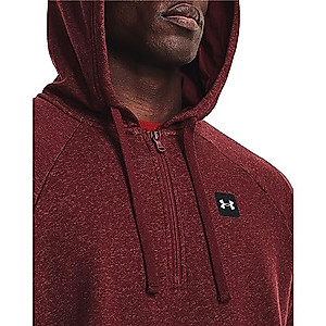 Under Armour Mens Rival Fleece 1/2 Zip Hoodie, (690) Chestnut Red Light Heather / / Onyx White, X-Large