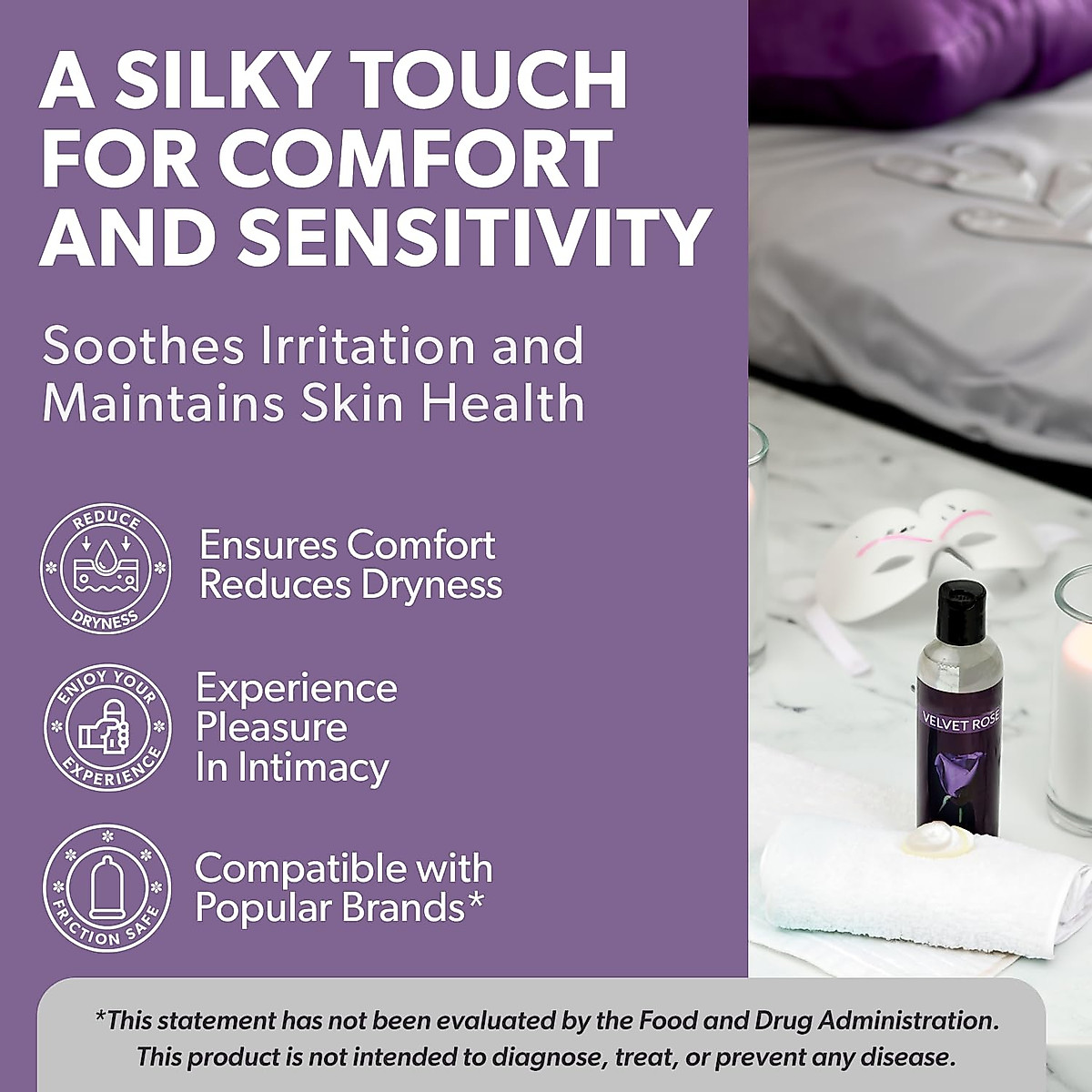 Intimate Rose Velvet Rose Intimate Lubricant Vaginal Moisturizer 8oz - Personal Water Based Lubricant for Women Pleasure & Couples