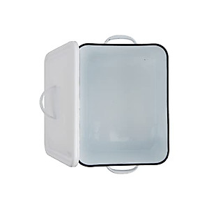 Creative Co-Op Vintage Decorative Enameled First Aid Box with Lid and Swiss Cross, White and Black