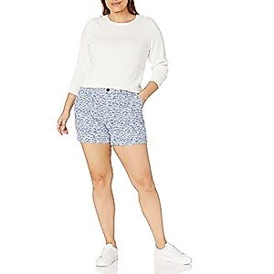Amazon Essentials Women's 5 Inch Inseam Stretch Chino Short With Pockets (Available in Plus Size), Blue White Ripple Print, 22 Plus