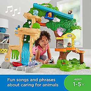 Fisher-Price Little People Toddler Playset Share & Care Safari 2-Ft Tall Toy with Lights Sounds & 7 Figures for Ages 1+ years