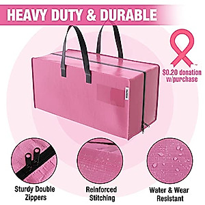 WORKPRO 6 Pack Extra Large Moving Bags with Zippers & Carrying Handles Backpack Straps, Heavy-Duty Storage Tote for Space Saving Moving Storage - Pink