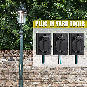3 Packs Lamp Post Outlet 125V 15A Grounded Electrical Outlet Energy Saving Light Pole Plug for Outdoor Lamp Post and Poles, Energy Saving and Weather Resistant, UL Listed, Black